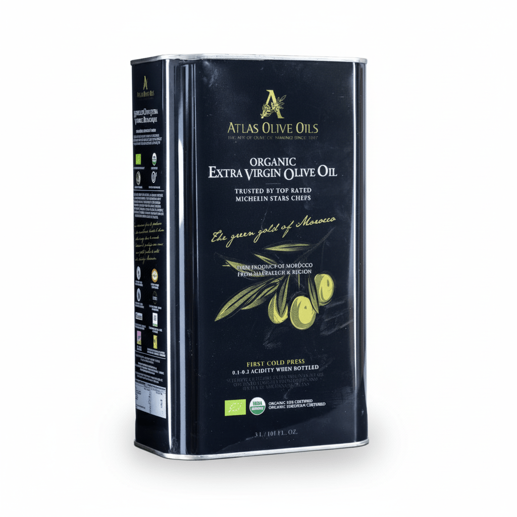Atlas Olive Oil 3 Liter (101oz) Metal Tin - Premium, Extra Virgin, Org